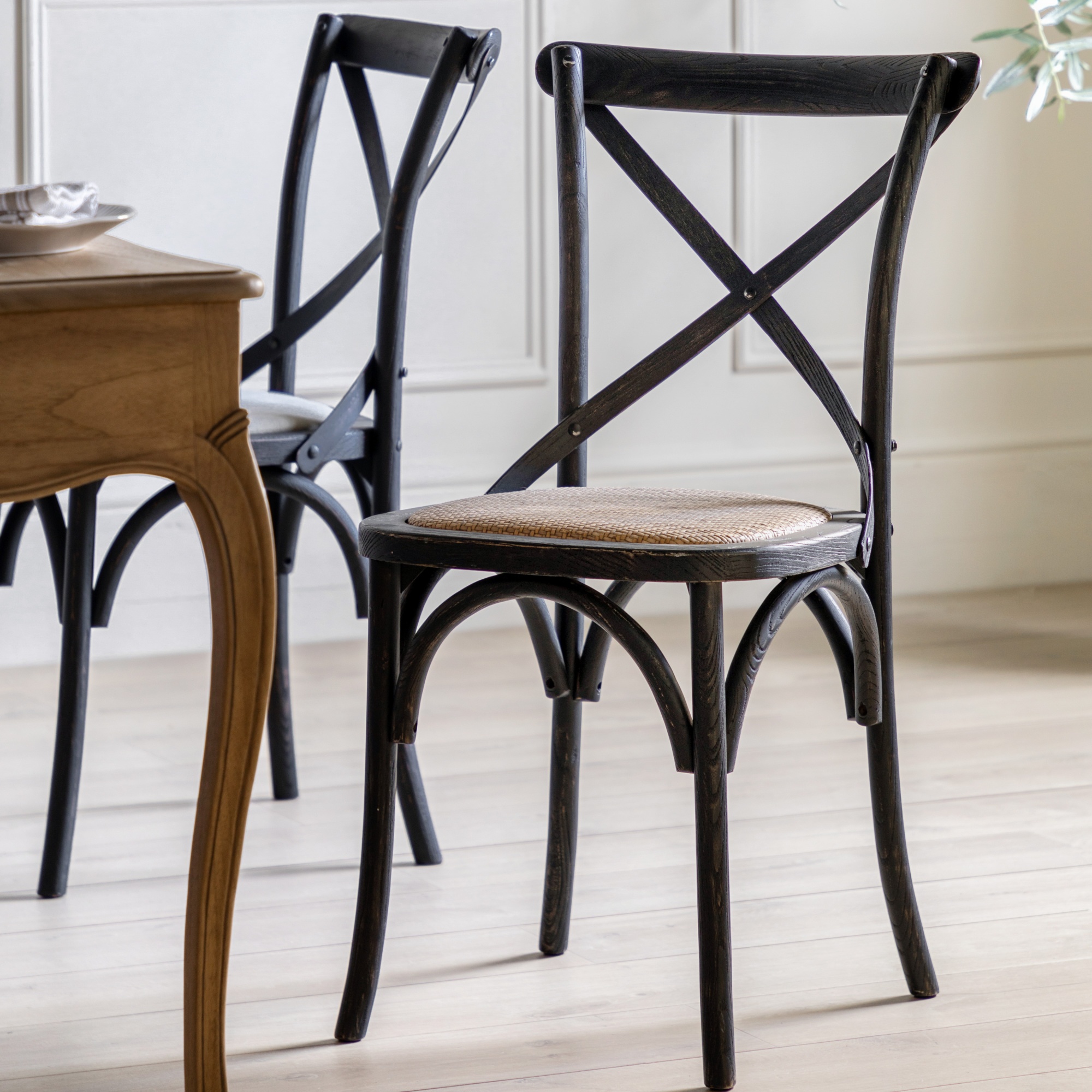 Gallery Direct Black Rattan Café Chairs | Set of 2