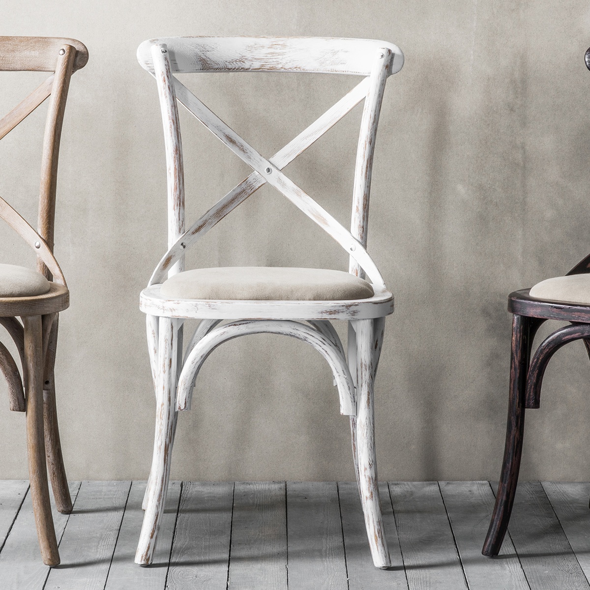 Gallery Direct White Linen Café Chairs | Set of 2