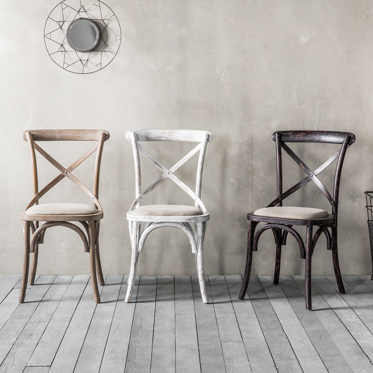 Gallery Direct White Linen Café Chairs | Set of 2