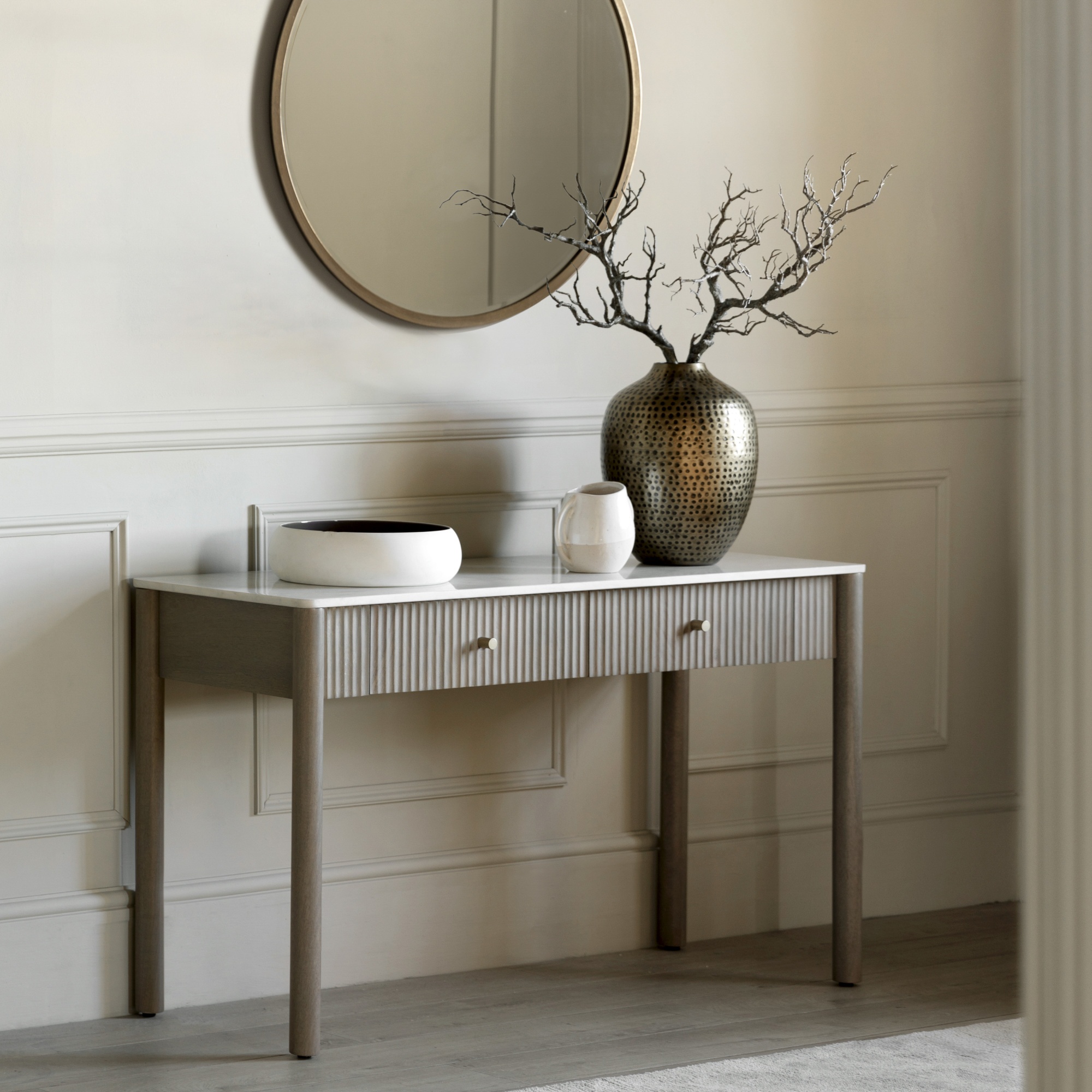 Gallery Marmo 2 Drawer Console Table | Brentham Furniture