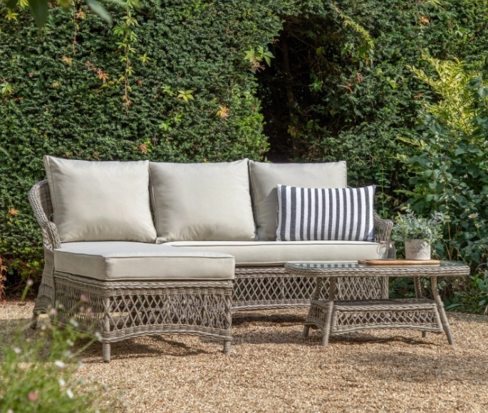 Menton Chaise Set | Stone Grey Rattan Lounger | In Stock Now