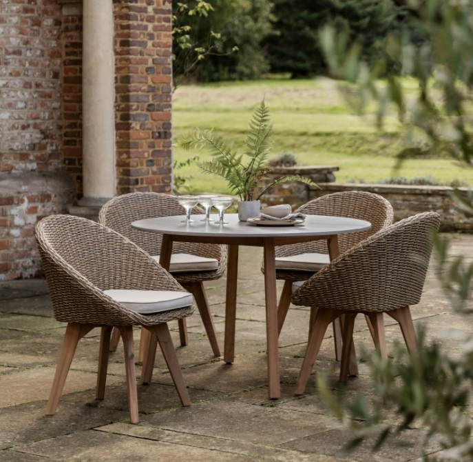 Gallery Avena 4-Seater Dining Set | Acacia Wood & Wicker