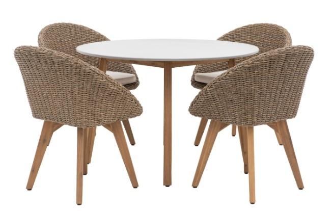 Gallery Avena 4-Seater Dining Set | Acacia Wood & Wicker