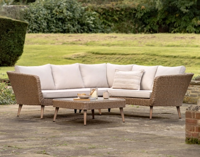 Avena Corner Lounge Set | Scandi Grey Wicker | In Stock