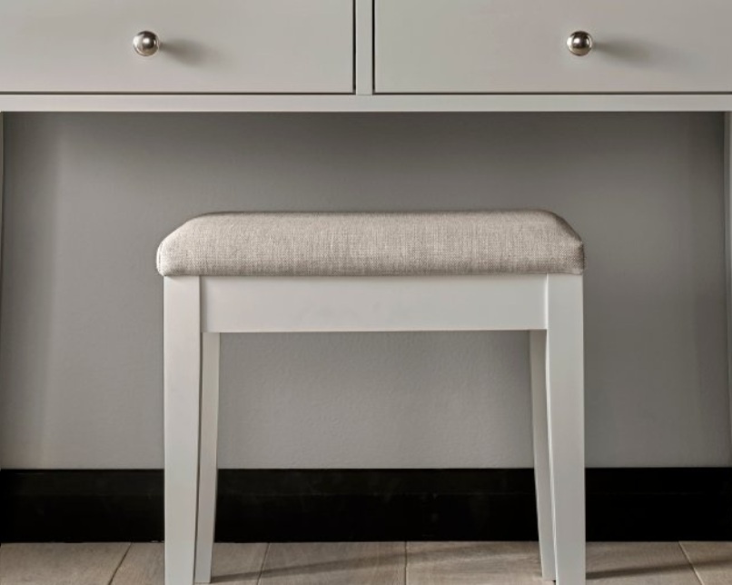 Ashby Soft Grey Stool | Pebble Grey Fabric