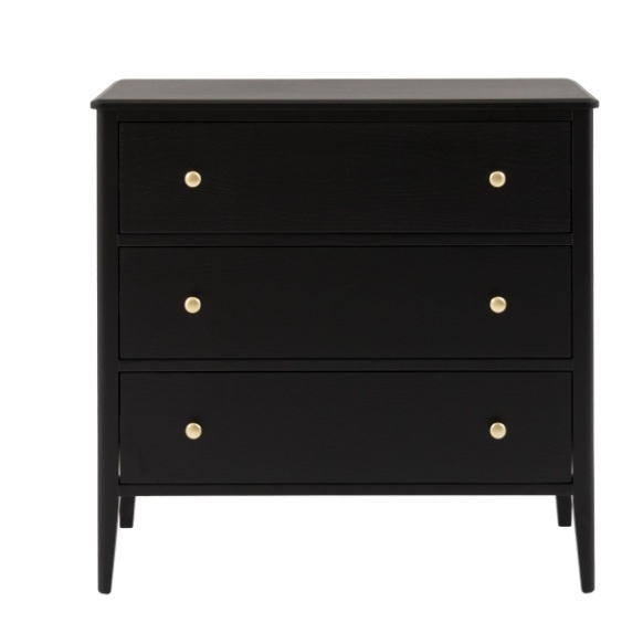 Gallery Direct Acton 3 Drawer Chest Black | Bedroom Storage