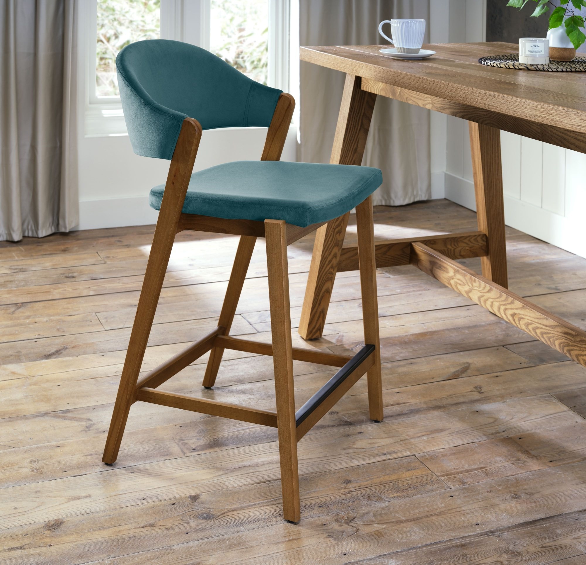 Camden Oak Upholstered Bar Stool | Bentley Designs