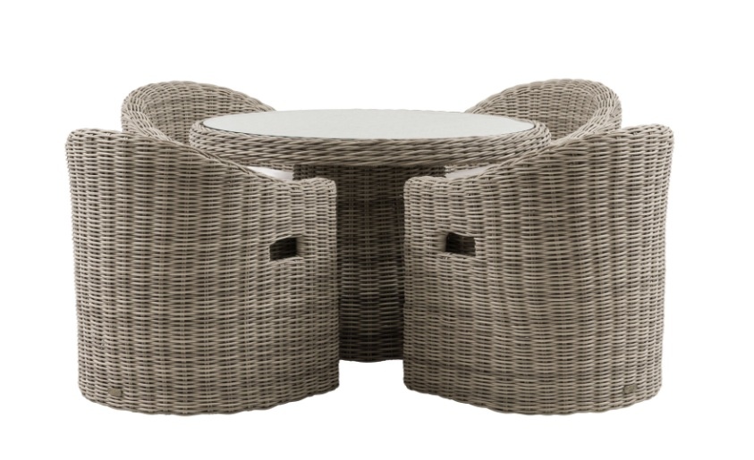 Ragusa 4 Seater Round Dining Set | Grey Rattan | In Stock