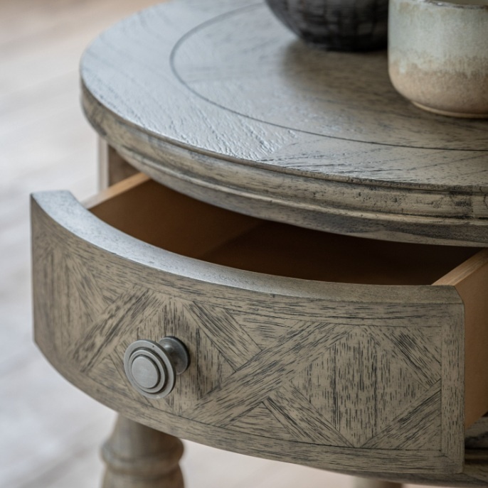 Gallery Direct Rustique Round Side Table | Rustic Accent