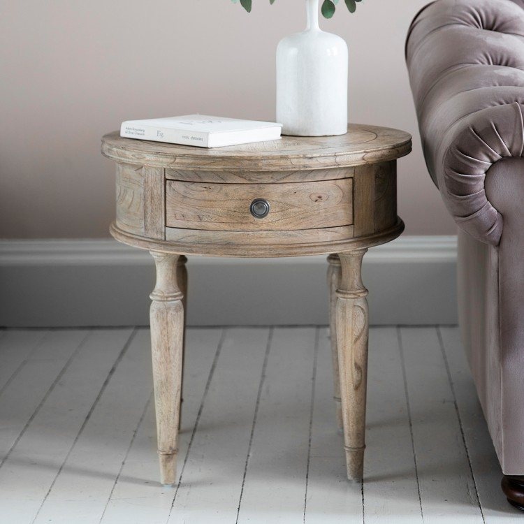 Gallery Direct Rustique Round Side Table | Rustic Accent