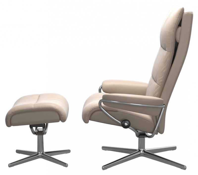 Stressless Tokyo High Back Recliner Chair & Stool - Urban Cross Base ...