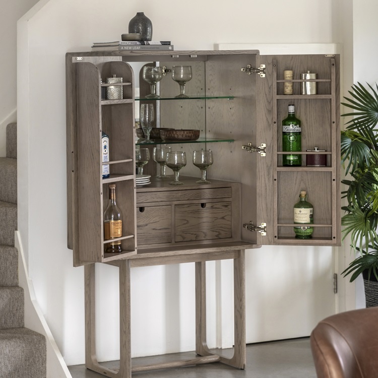 Gallery Direct Craft Cocktail Cabinet Smoked